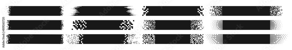 Abstract pixel background. Horizontal title tags with pixels. Header ...