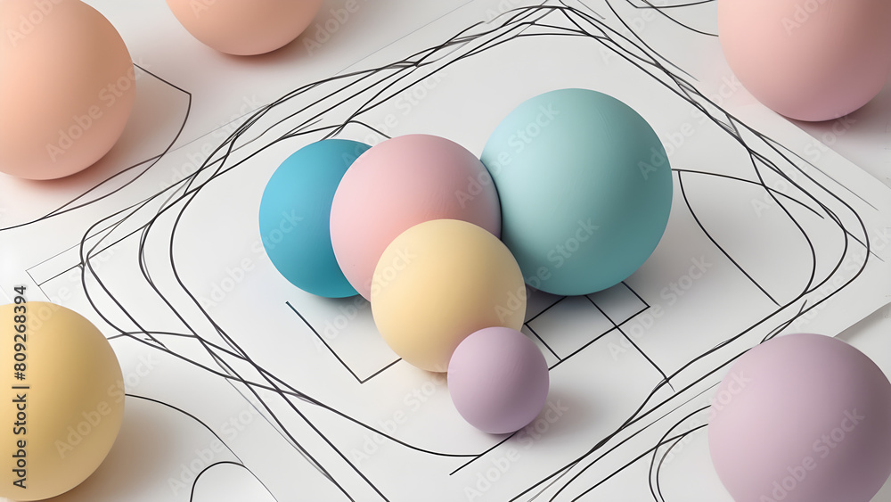 Pastel colored circular sphere, geometric graphic diagram that can be ...