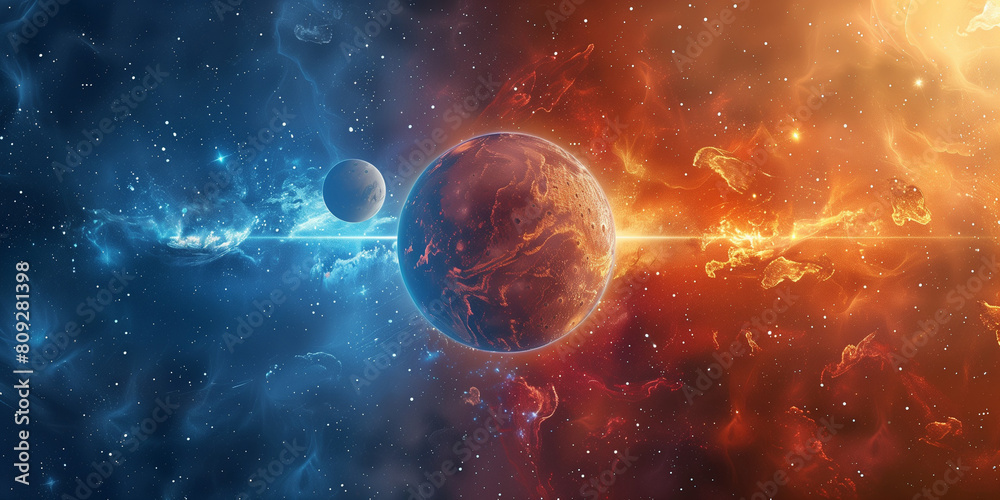 Space concept background. Sci-fi fantastic cosmic horizontal poster ...