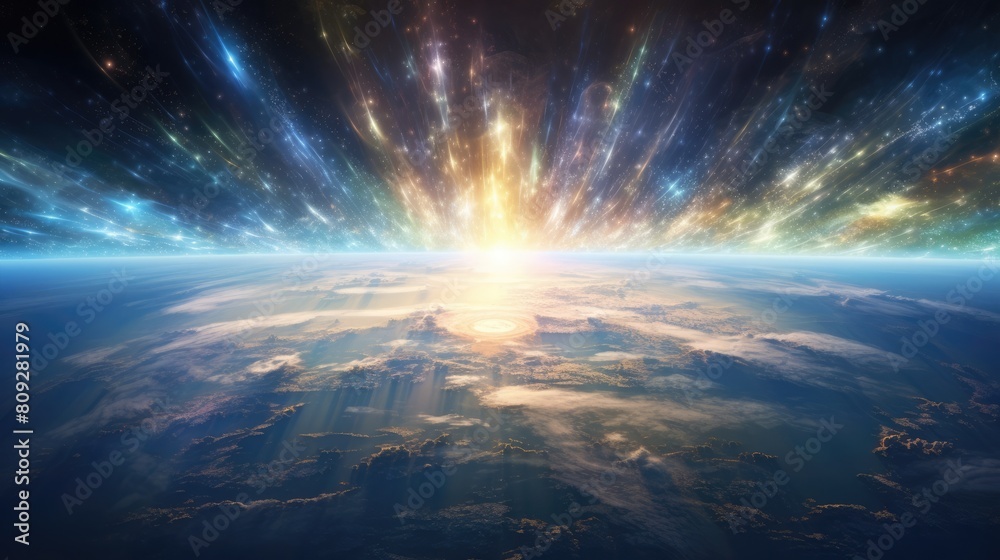 Atmospheric weather patterns around Earth, viewed from space with ...