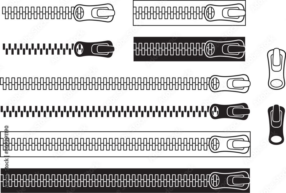 Zipper Pull Horizontal Line Break with and without Fabric Clipart Set ...