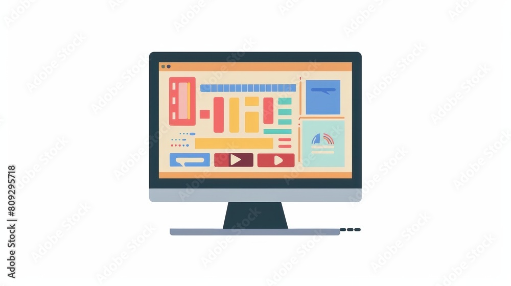 Computer Monitor Icon: A stylized computer monitor displaying a design ...