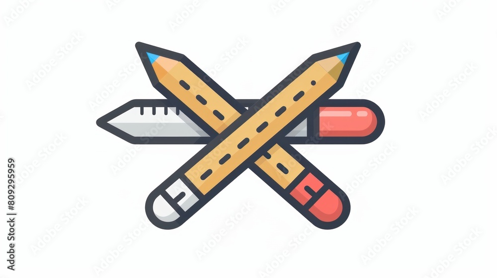 Pencil and Ruler Icon: A simple icon depicting a pencil and a ruler ...