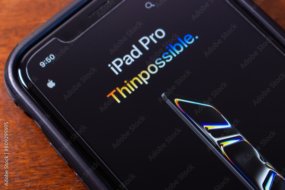 Vancouver, CANADA - May 7 2024 : iPad Pro website seen in an iPhone ...