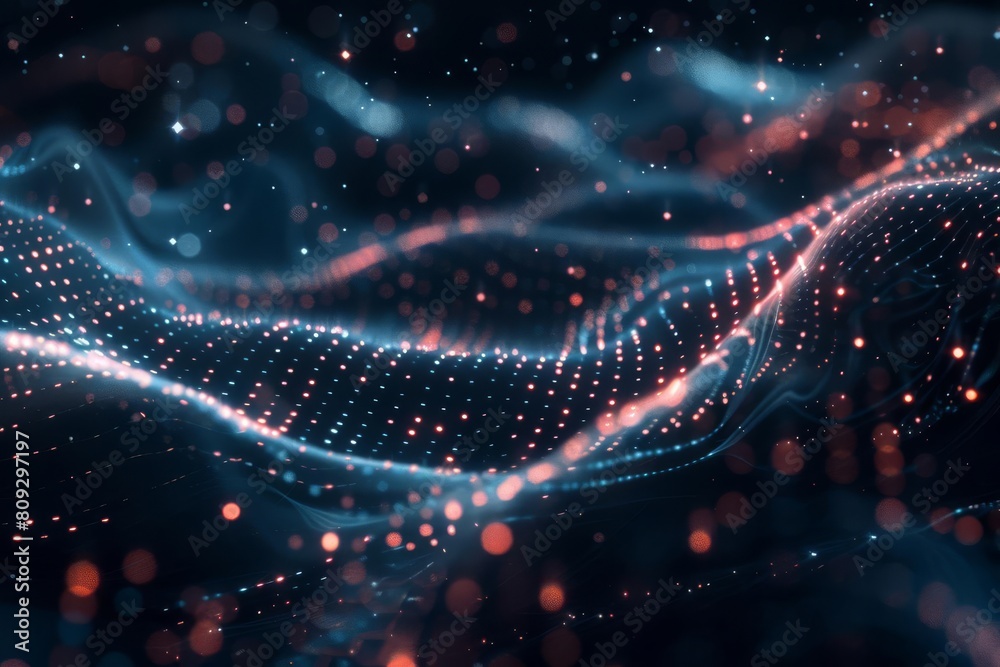 futuristic binary data flows in abstract 3d space deep machine learning ...