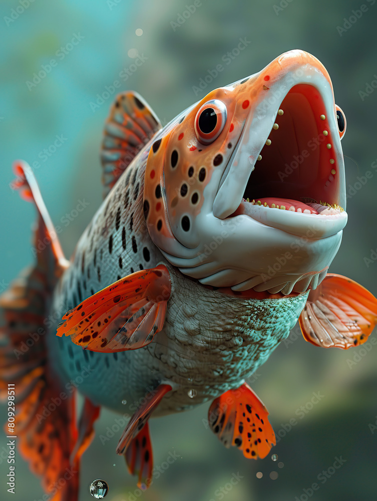 fish, 3D, illustration, children, underwater, ocean, sea, colorful ...