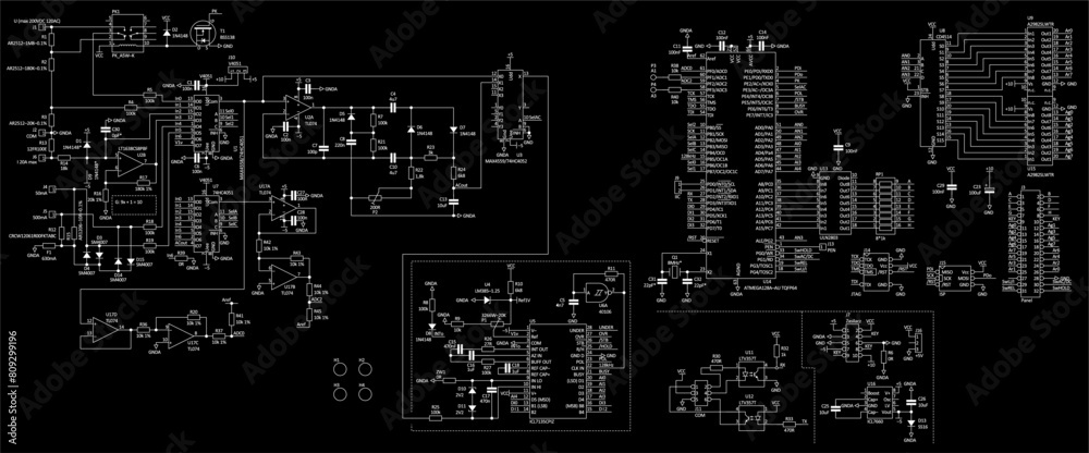 Schematic diagram of electronic device. Vector drawing electrical ...