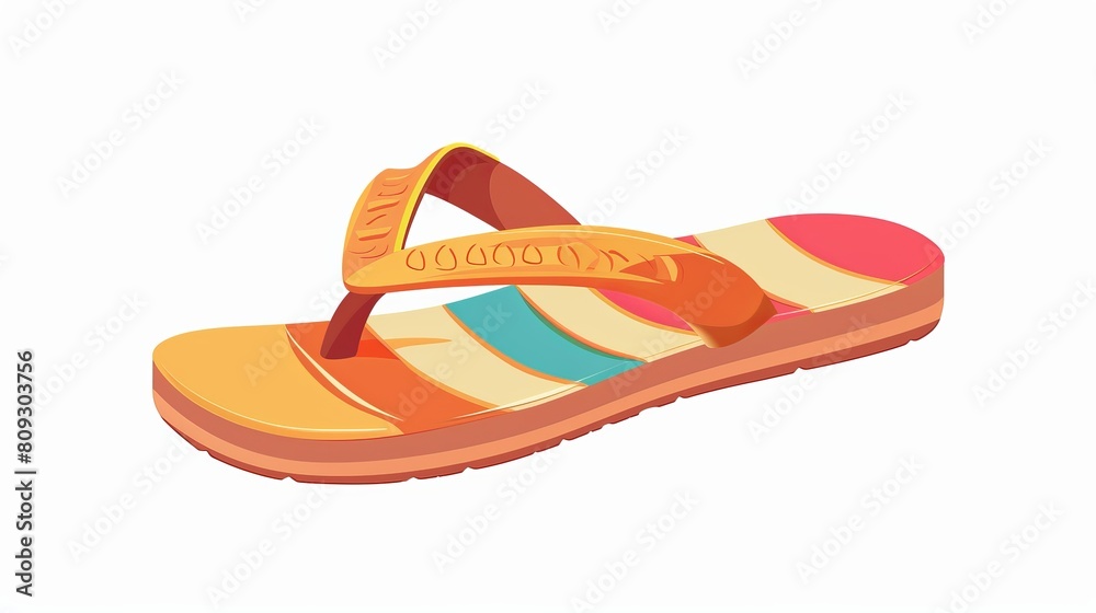 A cartoon icon of a sandal vector illustration, highlighting a flip ...