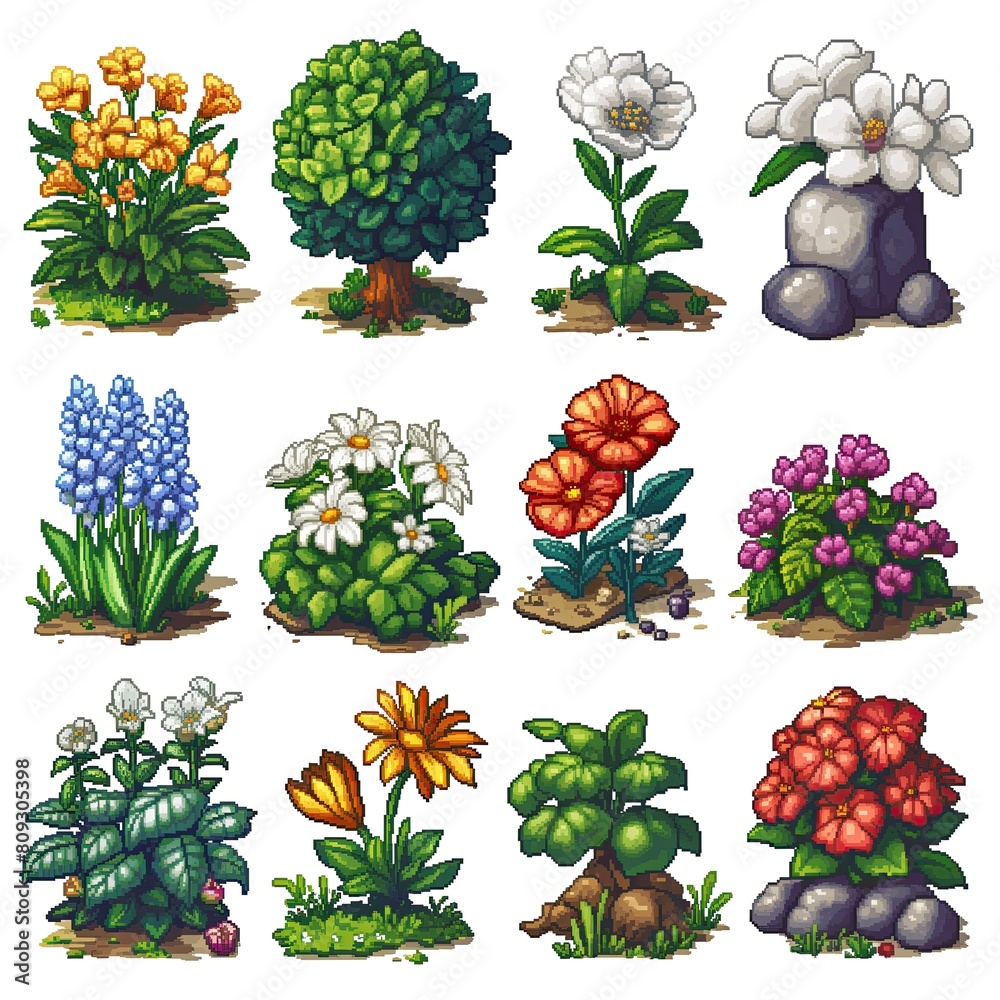 Garden Plants Outdoor Design Flowers Trees Natural Landscape Decor ...