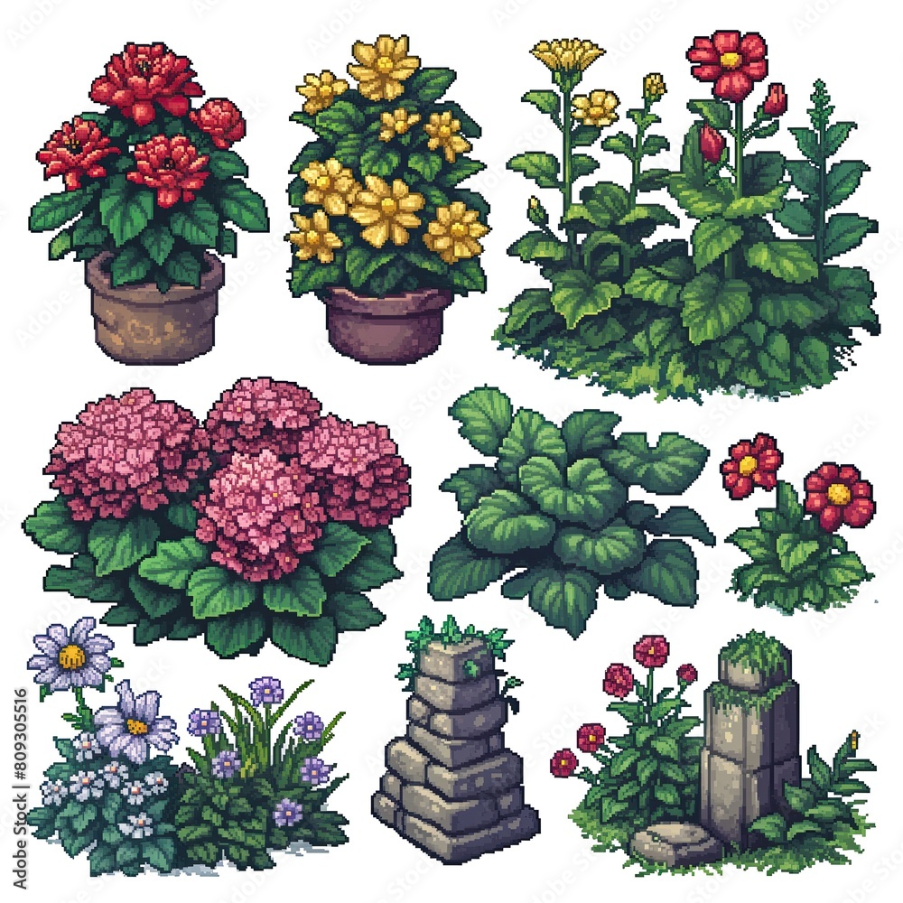 Garden Plants Outdoor Design Flowers Trees Natural Landscape Decor ...