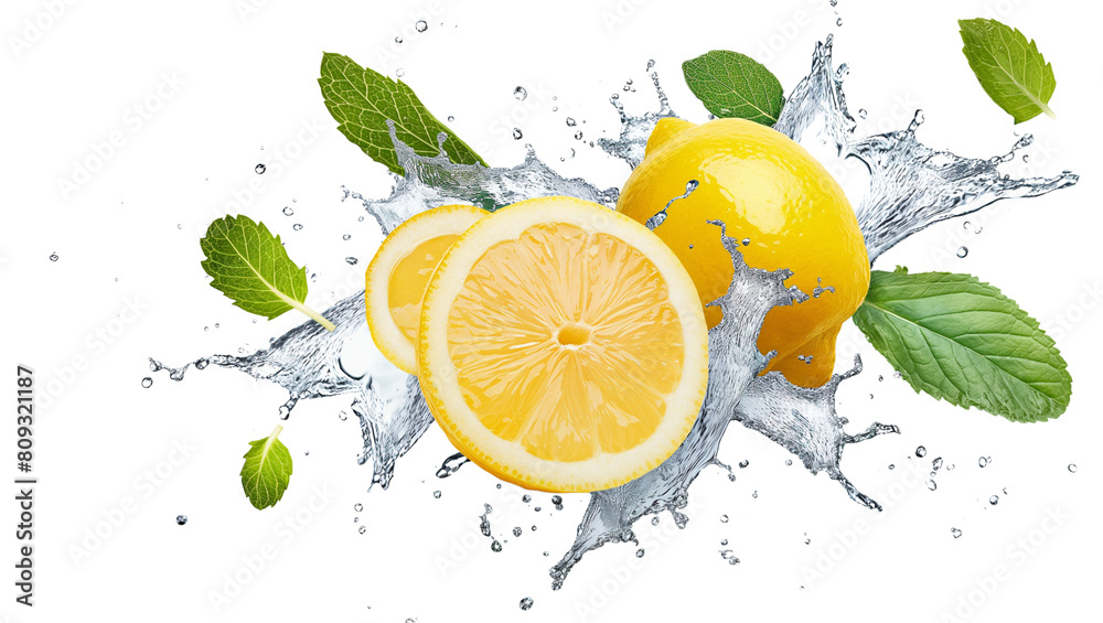 Lemon water splash isolated on a white transparent background, png ...