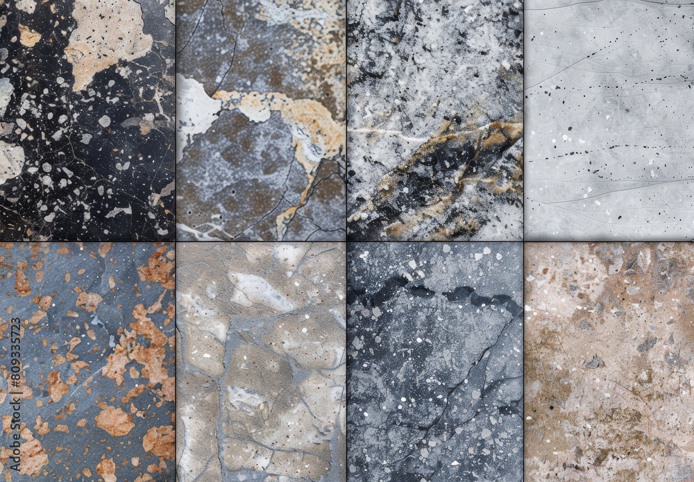 Collage featuring eight varied natural stone textures. Showcasing ...