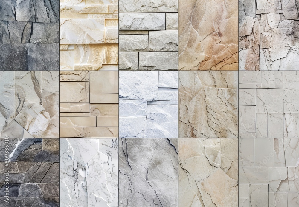 Collage of various stone tile textures showcasing different patterns ...