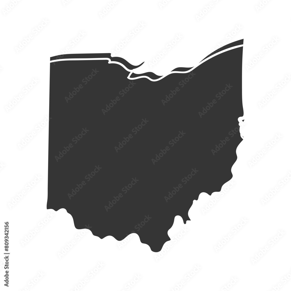 Ohio Map Icon Silhouette Illustration. State Vector Graphic Pictogram ...
