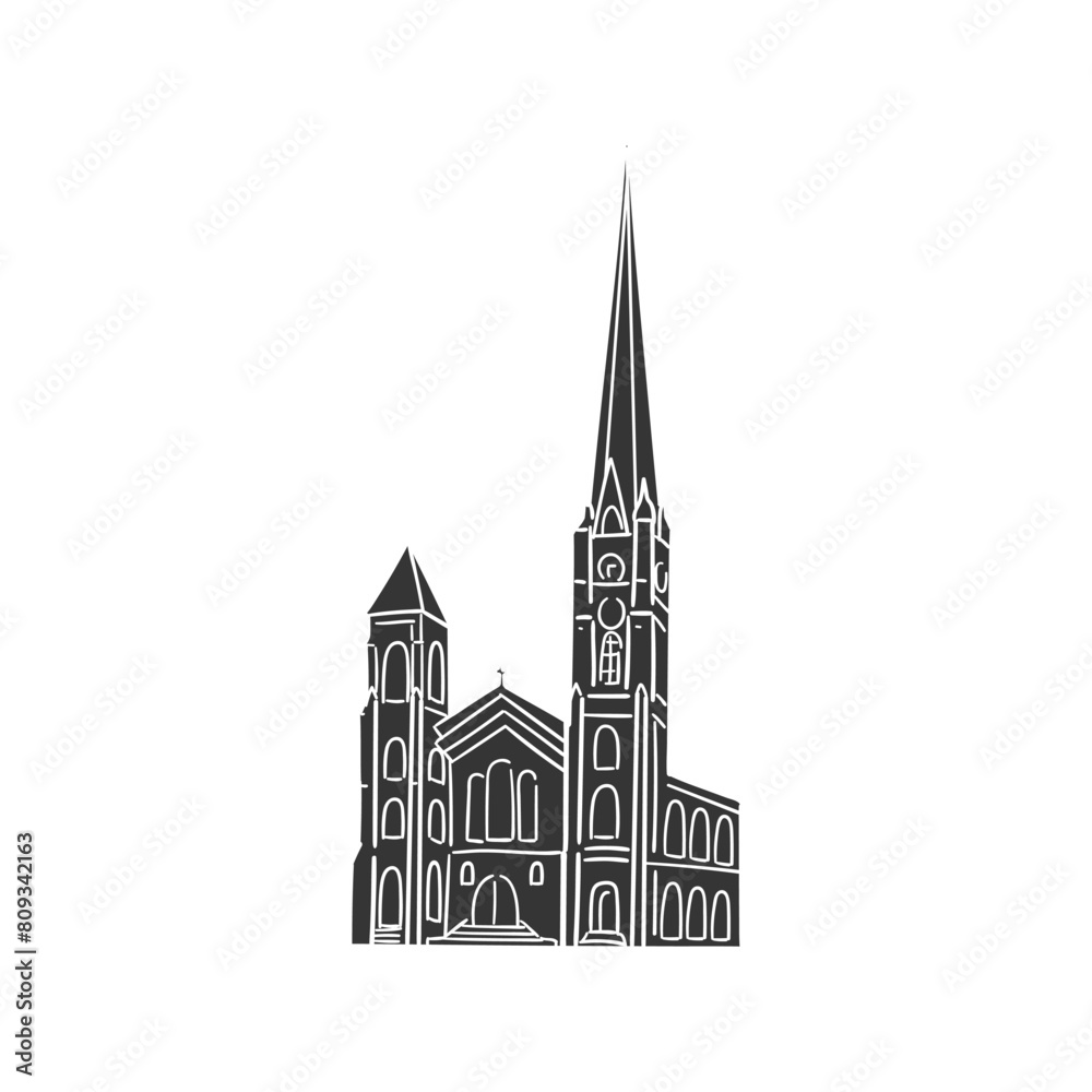 Old Stone Church Icon Silhouette Illustration. Cleveland Vector Graphic ...