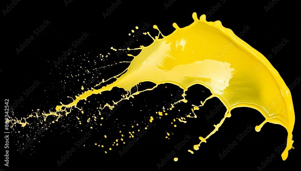 yellow paint splash isolated on transparent background splashing effect ...
