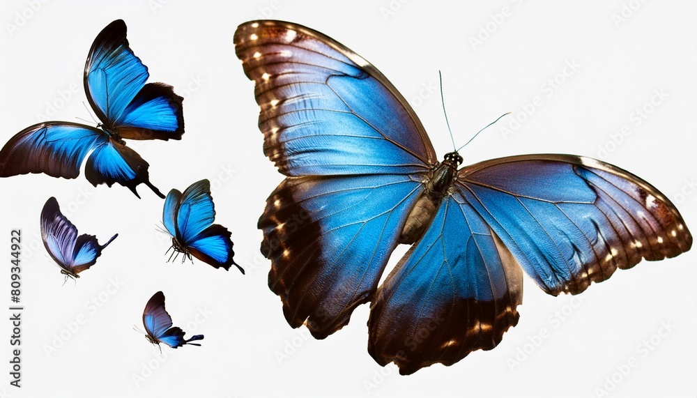png flying blue morpho butterfly with open wings isolated on ...