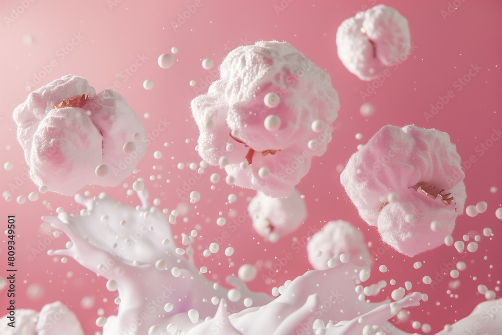 Falling and bouncing cotton candy balls animation. Three different ...