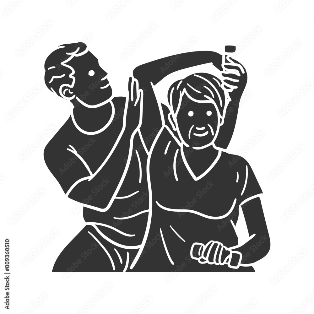 Occupational Therapy Icon Silhouette Illustration. Therapist Vector ...