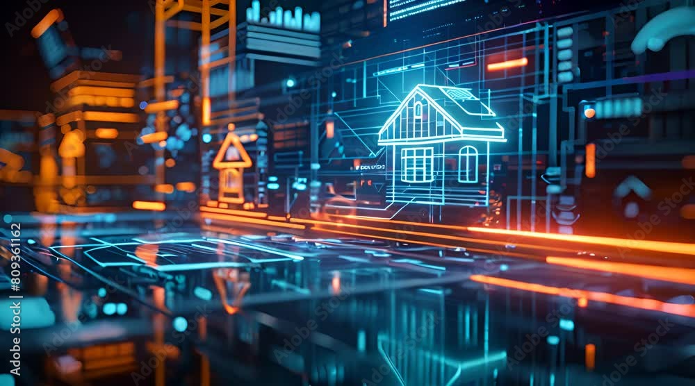 A futuristic virtual reality interface showcasing a sleek virtual ...