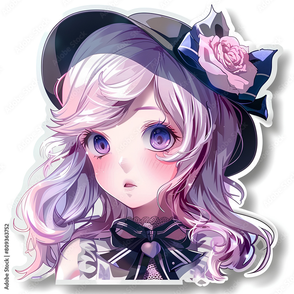 Kawaii Anime Portrait, anime girl character, anime girl sticker ...