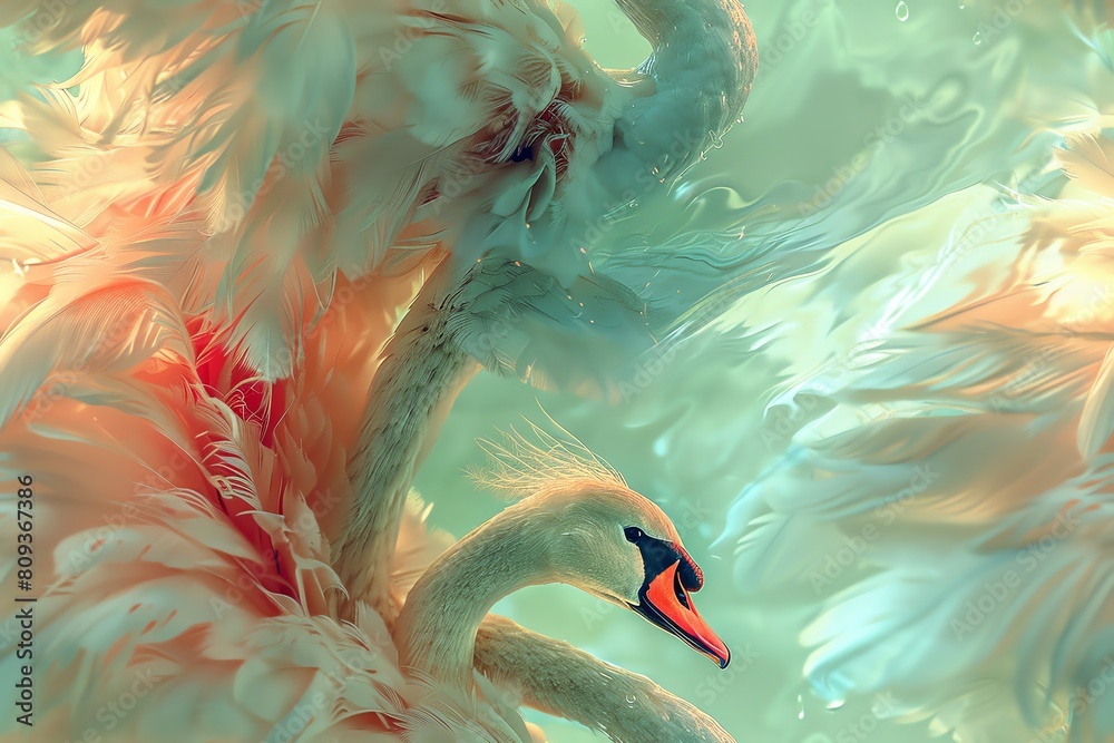 Capture a surrealistic scene where a ballet dancer gracefully morphs ...