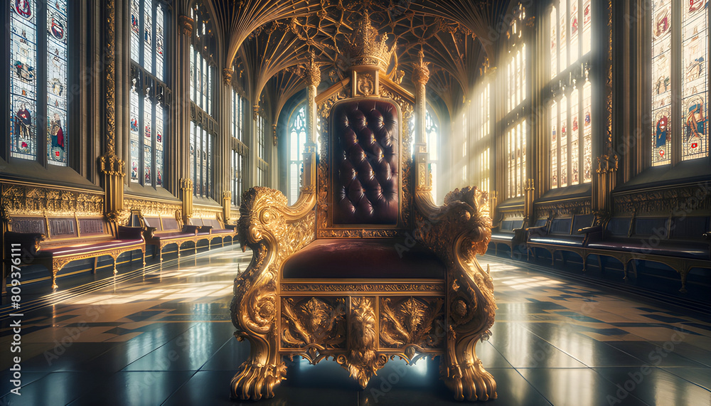 Ancient gothic castle throne room exudes majesty, with ornate ...
