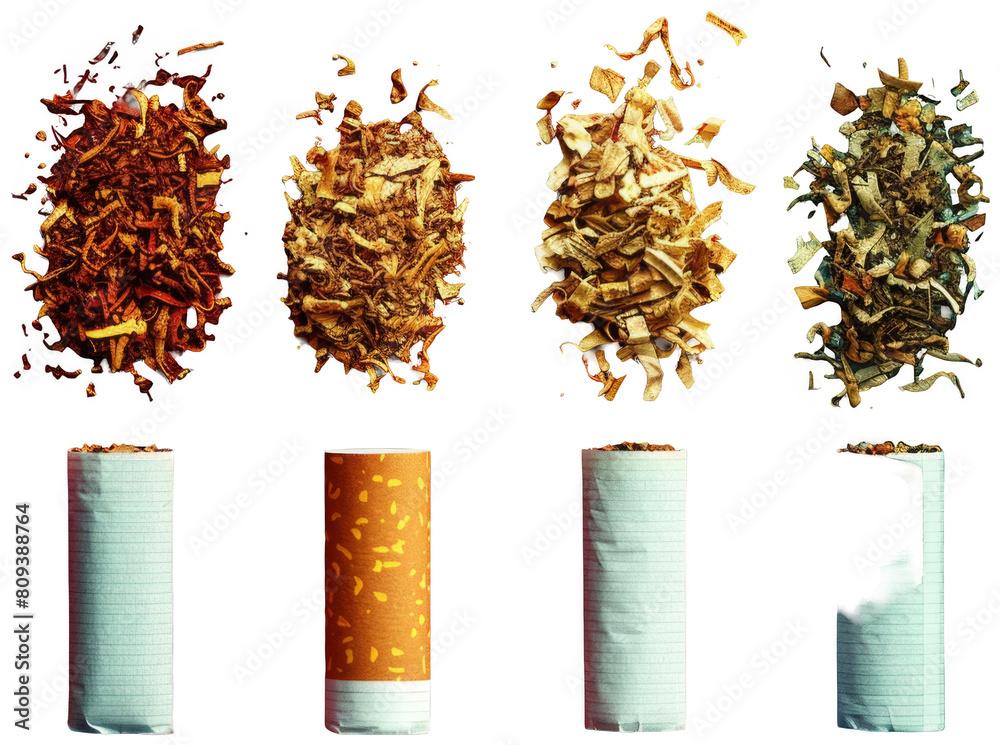cigarettes and cigarettes with different types of tobacco, transparent ...
