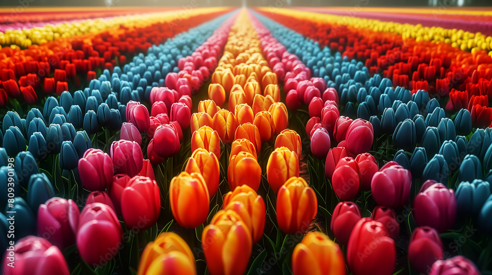 tulip festival, landscape with tulip field. 4K Wallpaper and Background ...