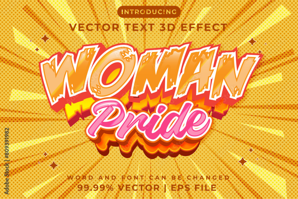 Vetor de Editable 3D text effect - woman pride 3D text effect templeate ...