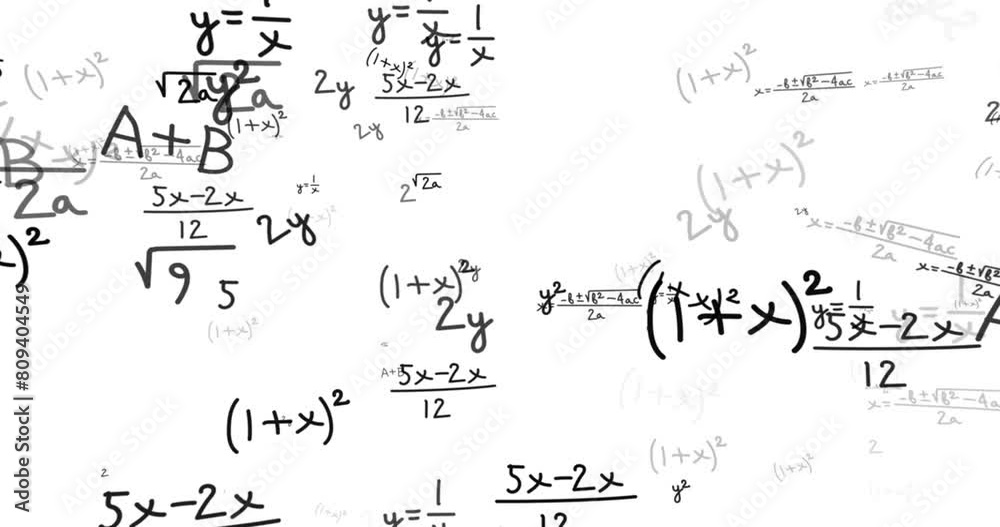 Vidéo Stock Camera flies through math formulas on background. Math calculations functions ...