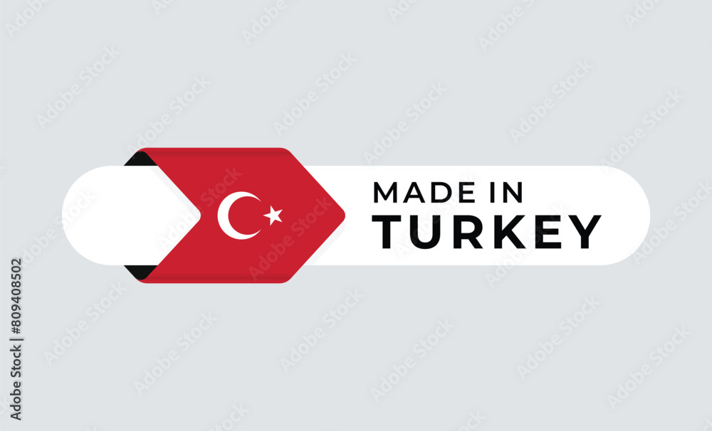 Made in Turkey vector label with arrow flag icon and round frame. for ...