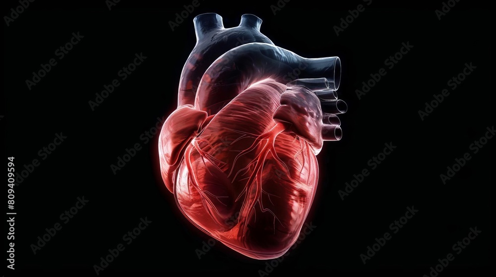 Xray image of a human heart in detail, showcasing the chambers and ...