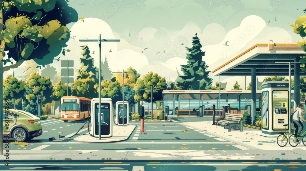 LowCarbon Transportation Hub Illustrations and digital art depicting ...