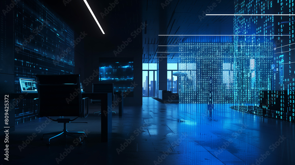 modern technology office background, interior of modern office building ...