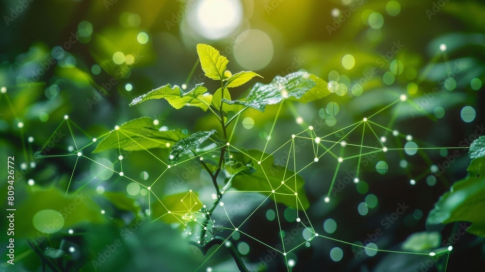 Network of digital vines growing around user icons, illustrating ...