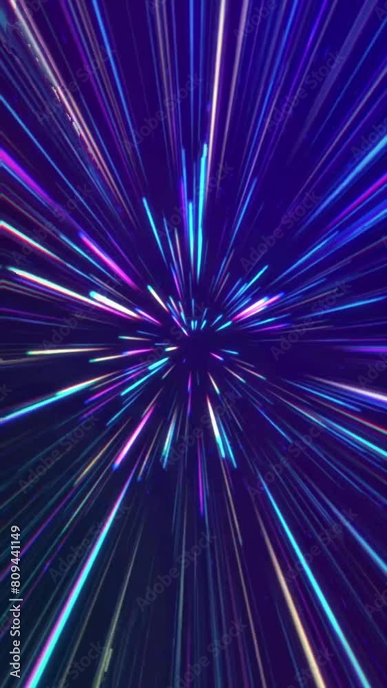 4K Hyper speed light burst background. Blue and purple speed of light ...