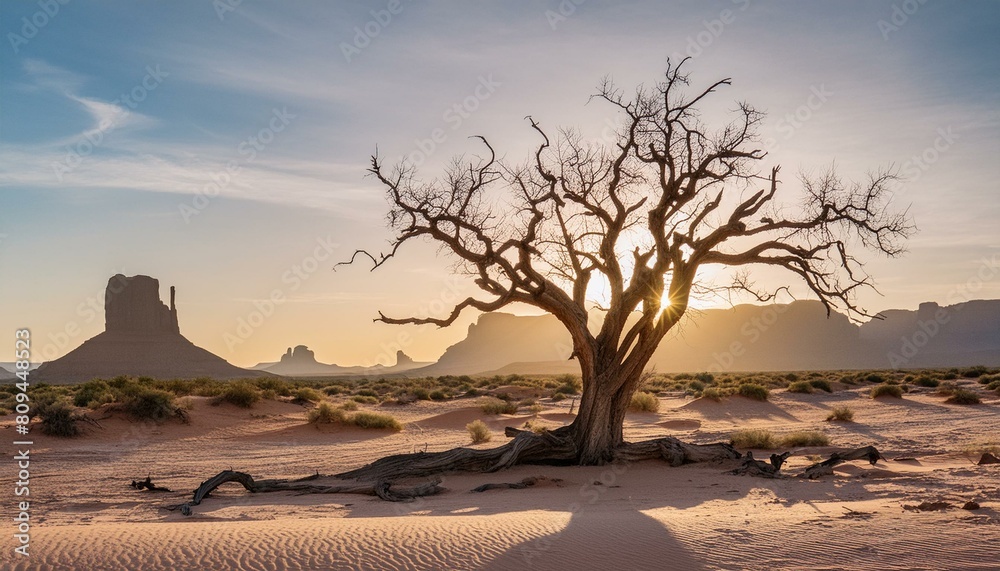 stark, leafless tree standing as a solemn sentinel amidst the barren ...