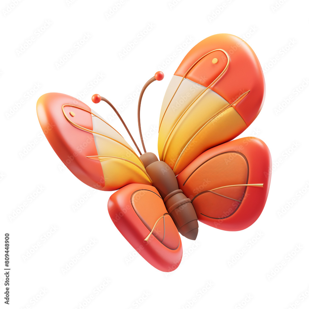 cute beautiful butterfly cartoon icon 3d rendering . ai generative ...