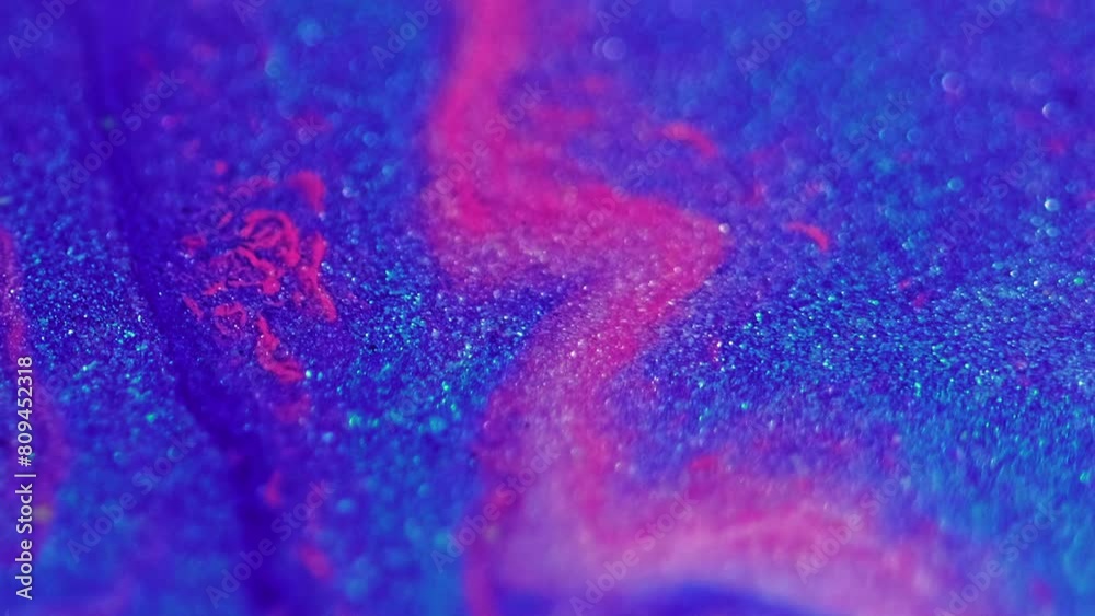 Glitter texture. Paint flow. Defocused blue pink color glowing ...