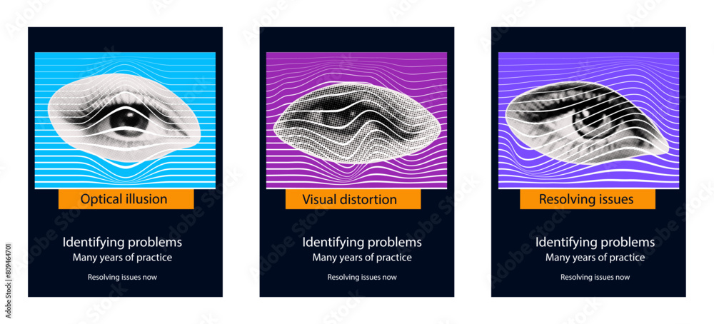 Optical illusion of the eyes, vision distortion, identifying problems ...