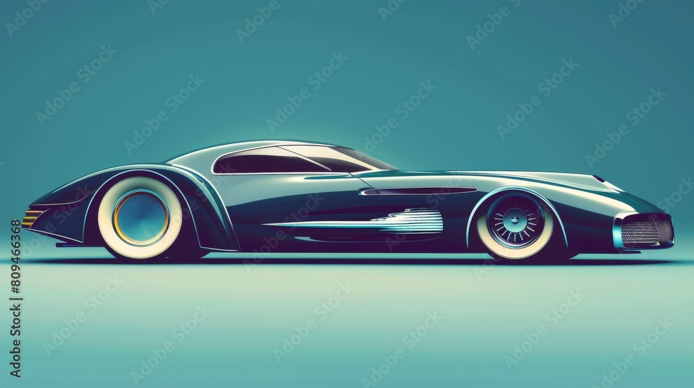 retro-futuristic concept car powered an electric motor, blending ...