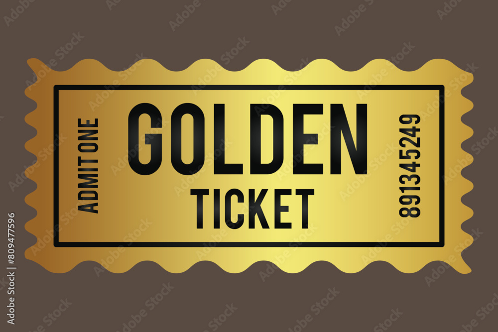 Realistic golden show ticket. Realistic Golden ticket. Admit one. Old ...