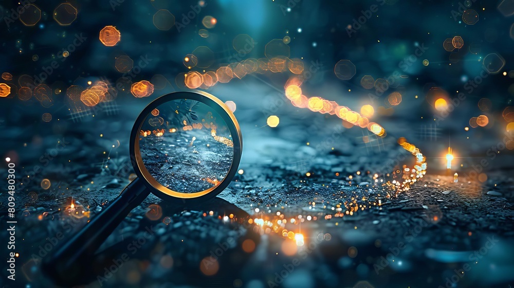 A whimsical vision board where a magnifying glass reveals hidden ...