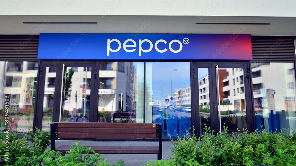 Warsaw, Poland. 3 May 2024. Sign Pepco. Company signboard Pepco. Stock ...