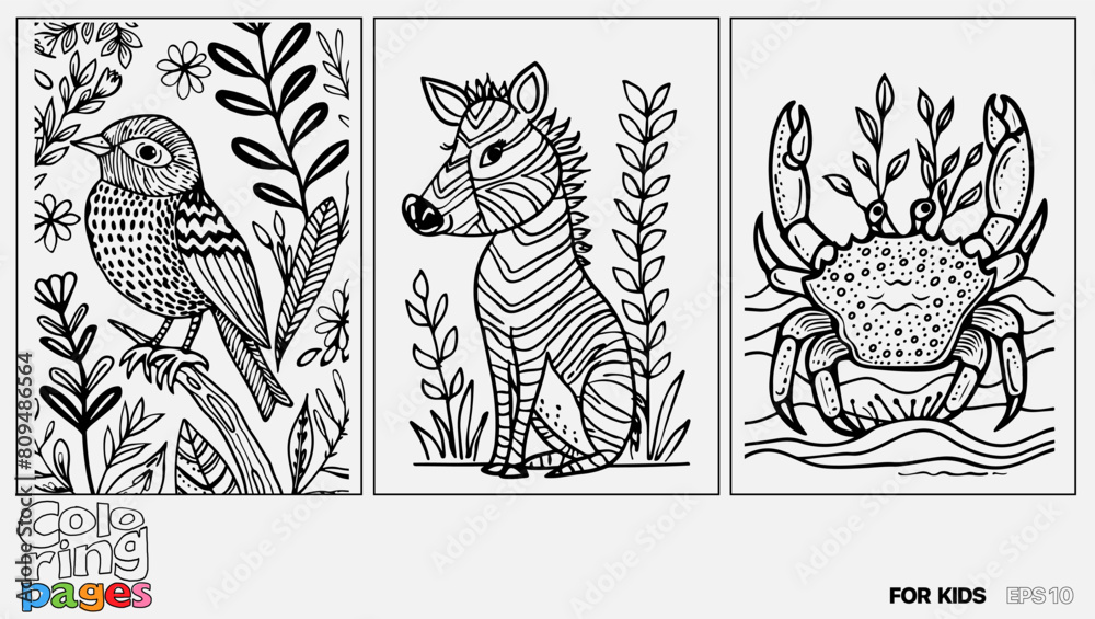 A set of six cat coloring pages for kids. The pages feature different ...
