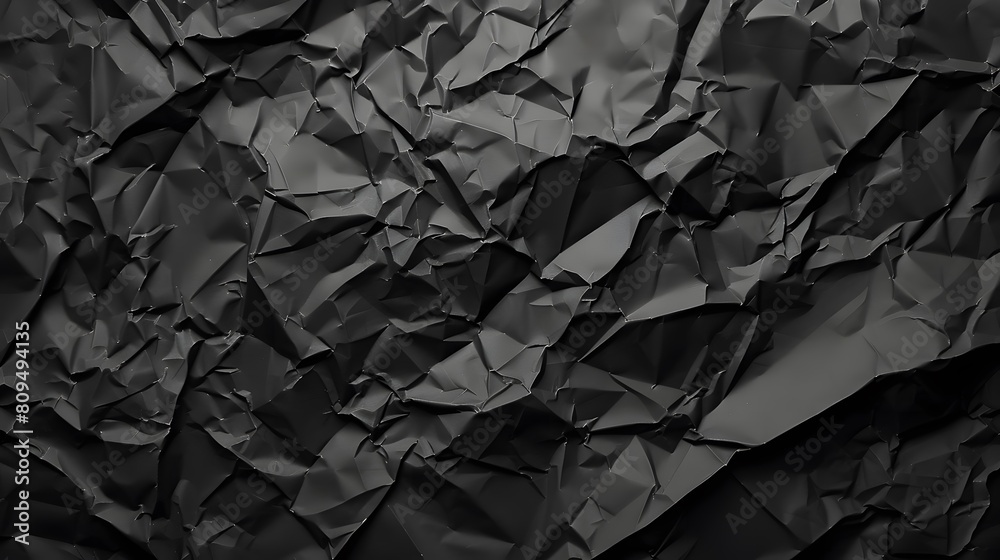 Black crumpled paper texture. Crumpled black paper abstract shape ...