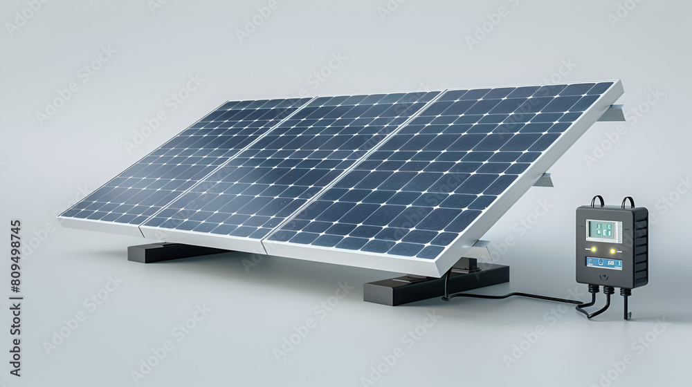 Isolated 3D solar panel with power meter, Photovoltaic solar panels ...