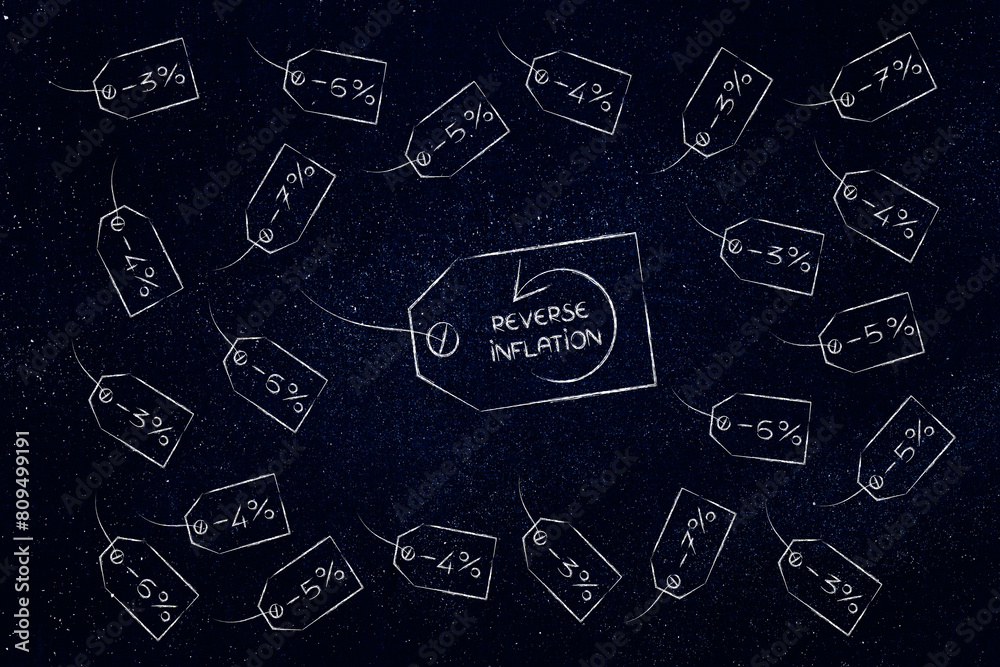 reverse Inflation and fix the cost of living concept, price tag with ...