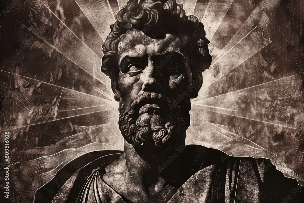 Abstract classic stoic ancient greek, roman sculpture. Portraying a ...
